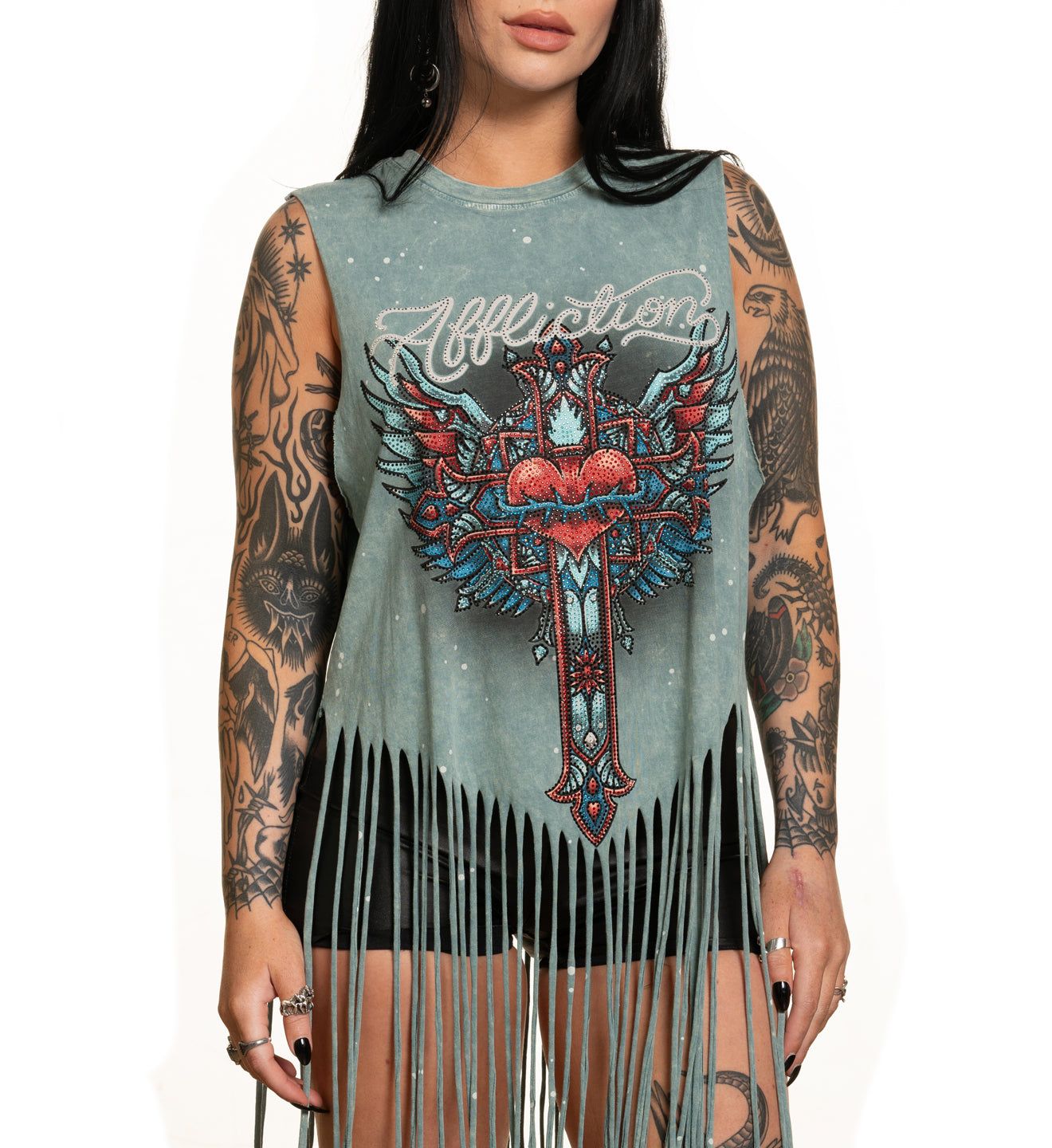 Rosary Fringe Tee – Affliction Clothing